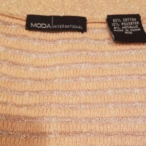 Moda International | Sweaters | Peach Metallic Cardigan | Poshmark